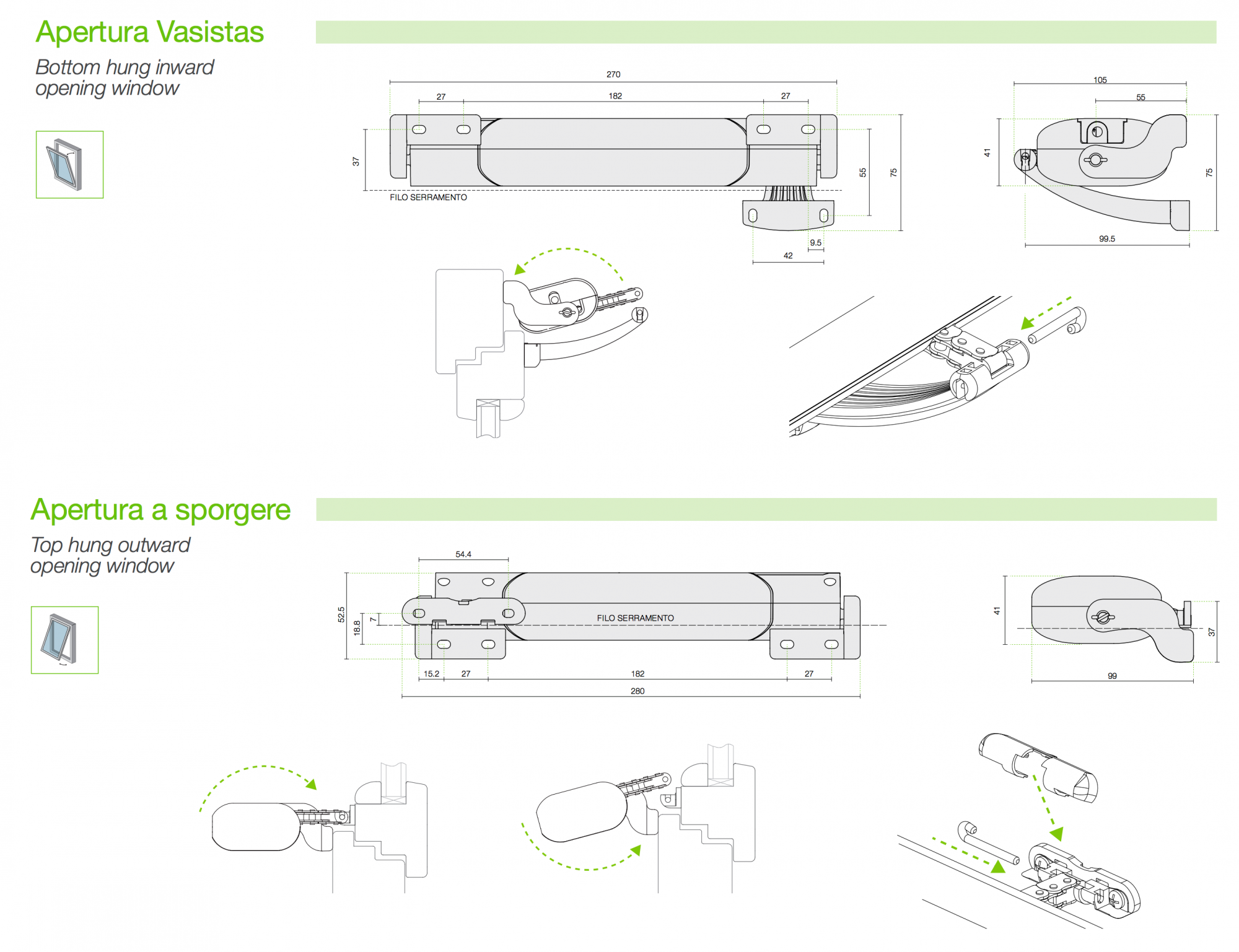 Smart Comunello chain actuator for bottom-hung windows
