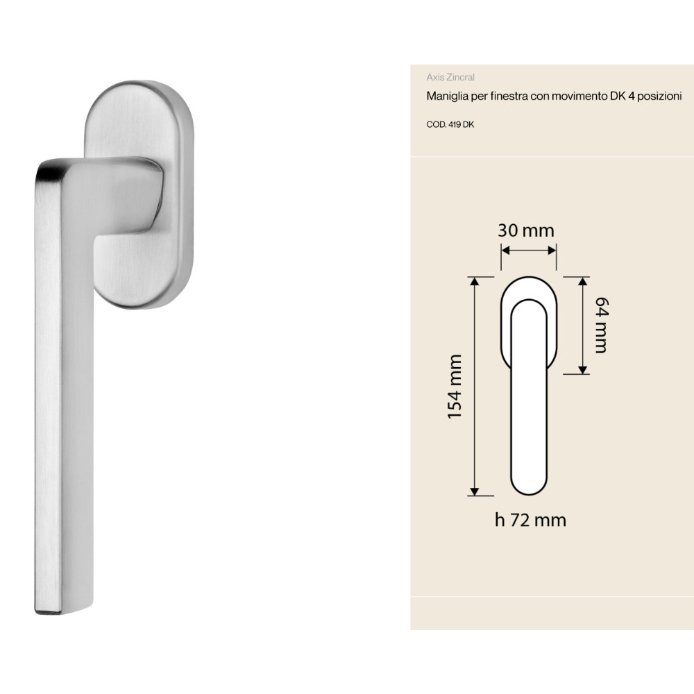 Axis Zincral Linea Calì - Italian Window Handle