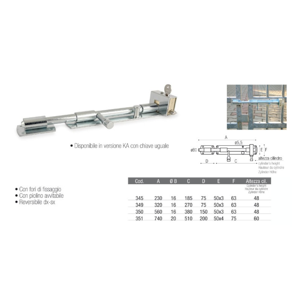 Galvanized Armoured Horizontal Bolt with Built-in Padlock