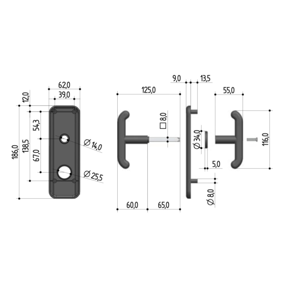 Up-and-over Door Handle - Prefer 0432