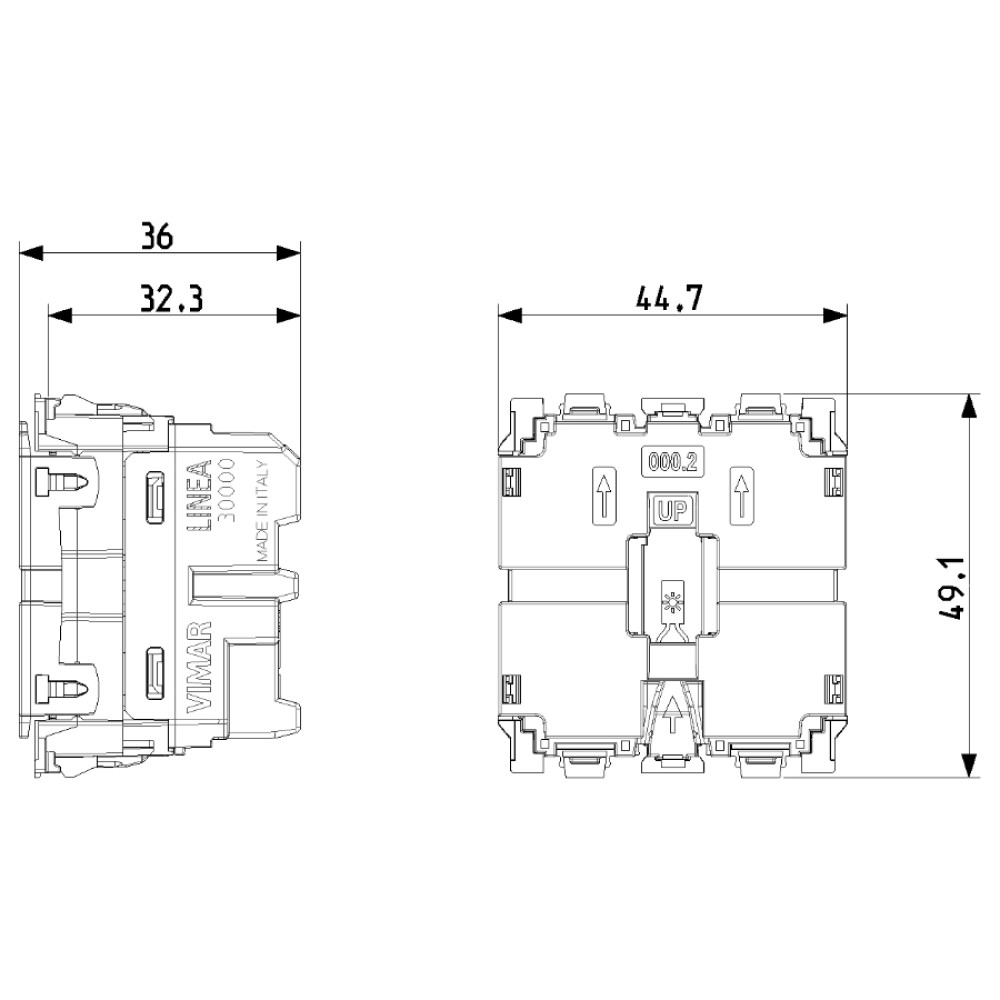 2 Module Switch Mechanism VIMAR LINEA